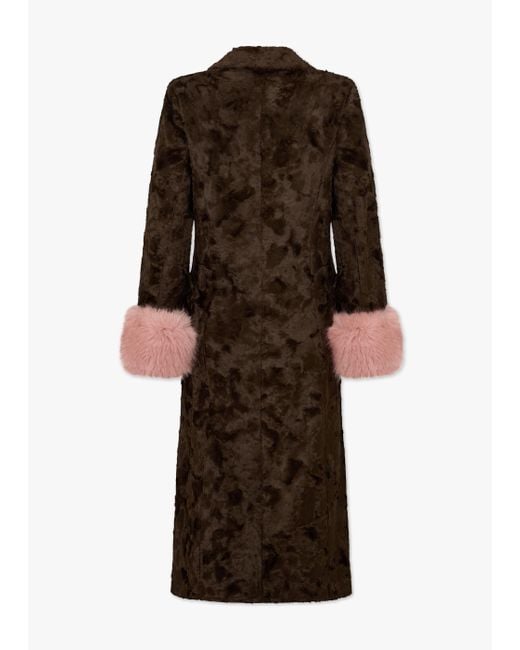 Charlotte Simone Lexy Chocolate Brown Pink Longline Coat | Lyst