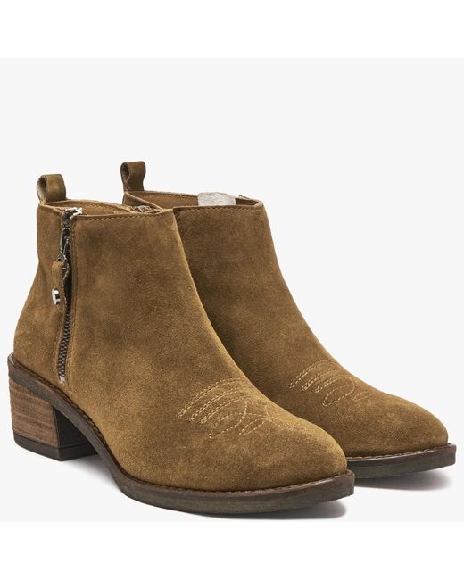 Alpe Ackie Tan Suede Western Ankle Boots in Brown | Lyst