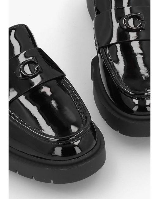 COACH Leah Patent Leather Chunky Loafers , Patent in Black | Lyst