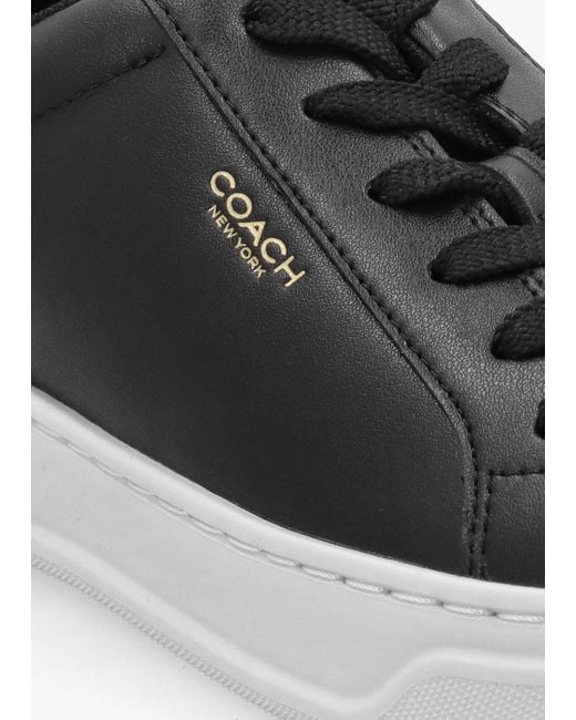 COACH High Line Optic Leather Trainers in Black | Lyst UK