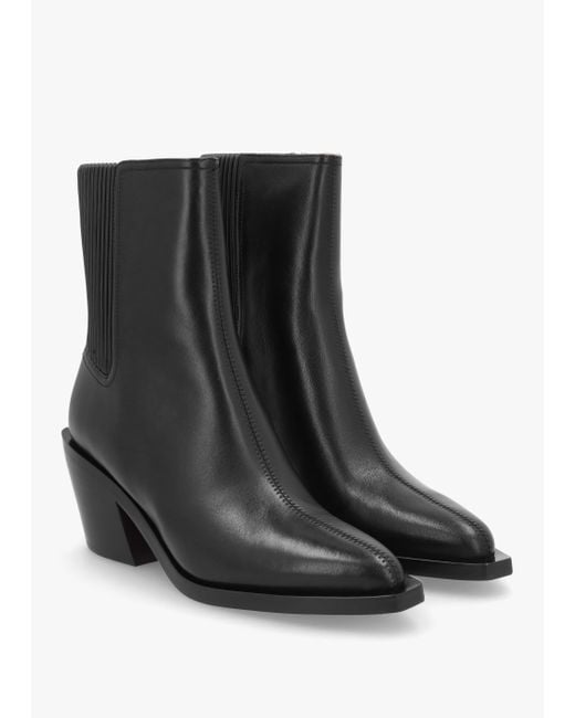 COACH Prestyn Leather Western Stacked Heel Ankle Boots , Leather in ...