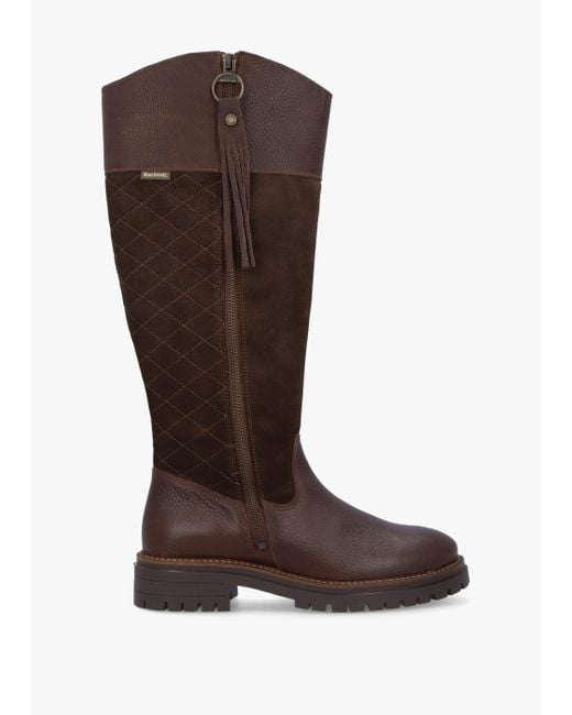 Barbour Ingrid Dark Knee High Boots in Brown | Lyst UK