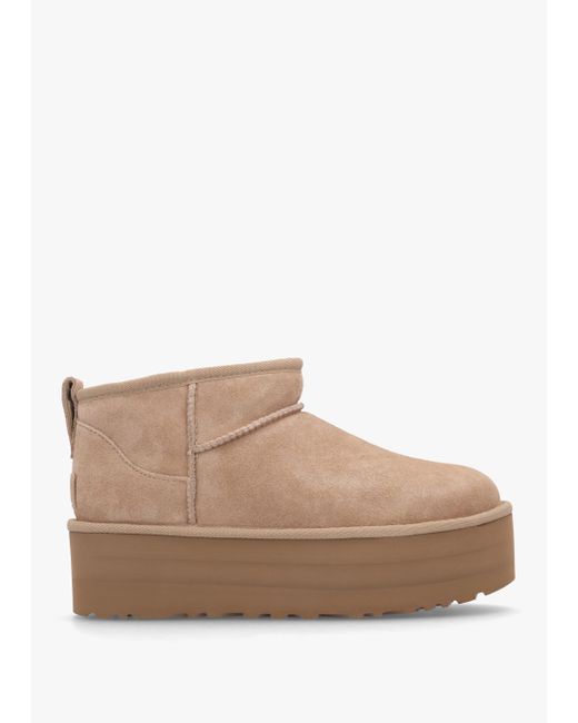 UGG Classic Ultra Mini Sand Platform Boots in Brown | Lyst