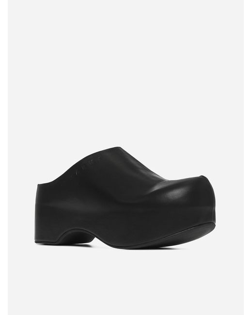 Marni Leather Clog Mules in Black | Lyst