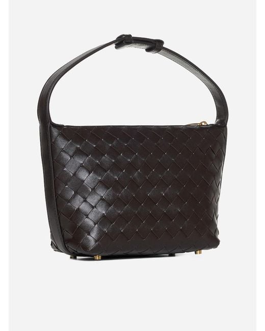 Bottega Veneta Wallace Mini Intrecciato Leather Bag in Black | Lyst UK
