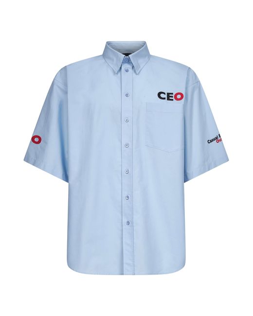 Balenciaga Ceo Uniform Logo Oversize Shirt in Blue for Men | Lyst