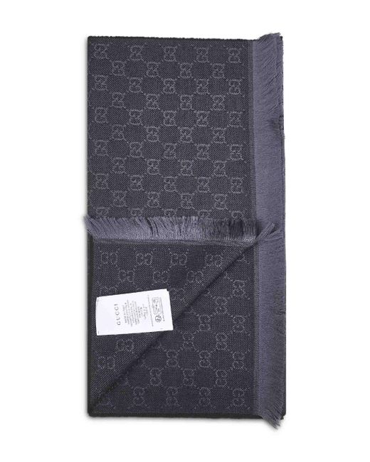 Gucci Gg Jacquard Wool Scarf in Blue | Lyst UK