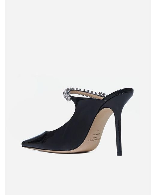 Jimmy Choo Bing 100 Crystals Patent Leather Mules in White | Lyst