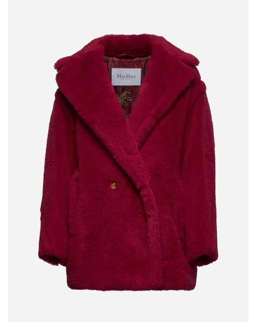 Max Mara Red Short Teddy Bear Icon Coat | Lyst UK