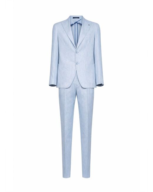 Tagliatore Suit Montecarlo Linen Blend in Blue for Men | Lyst UK