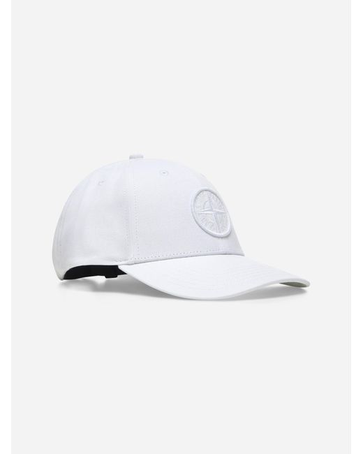 Stone Island White Cotton Rep Cap for Men | Lyst