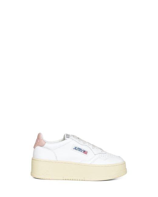 Autry Leather Medalist Platform Sneakers in White | Lyst UK