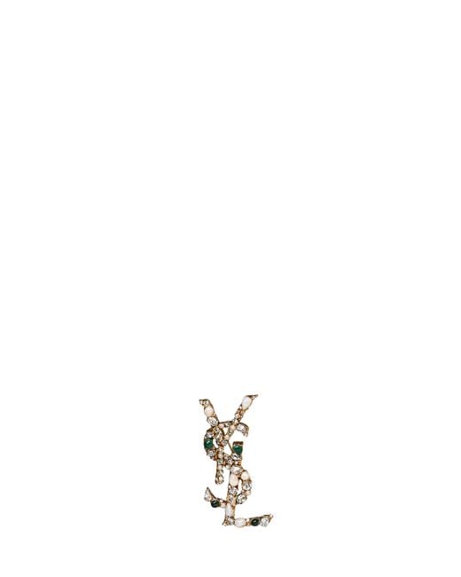 Saint Laurent Brooch Cassandre in White | Lyst UK