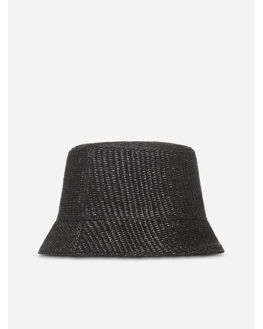Marni Black Raffia Logo Bucket Hat | Lyst