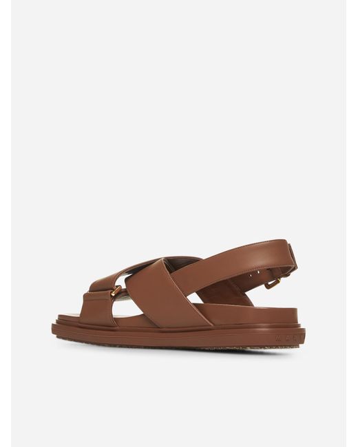 Marni Brown Leather Fussbett Sandals | Lyst