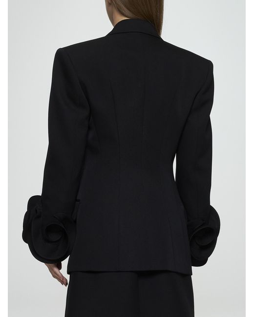 Valentino 3d Roses Wool Blazer in Black | Lyst
