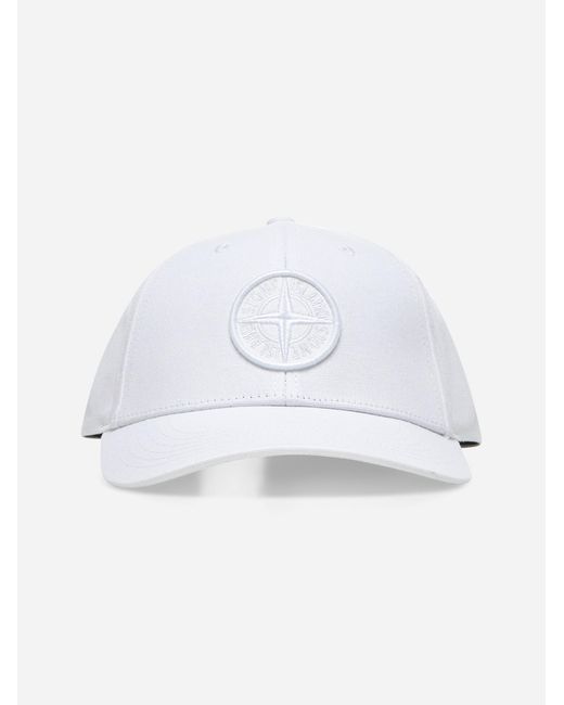 Stone Island White Cotton Rep Cap for Men | Lyst