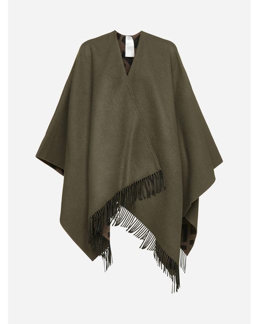 Fendi Wool And Cashmere Reversible Poncho in Green - Lyst Fendi Wool And Cashmere Reversible Poncho in Green - Lyst