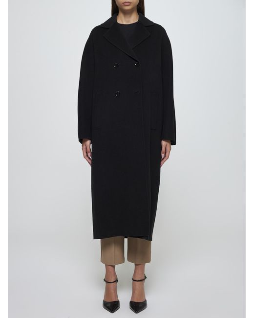 Max Mara Capi Double-breasted Wool Coat in Black | Lyst