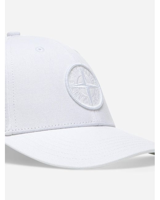 Stone Island White Cotton Rep Cap for Men | Lyst