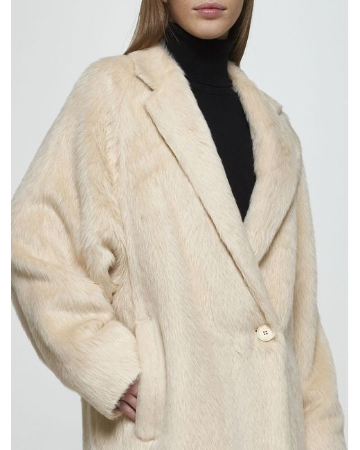 Max Mara Xavier Alpaca And Wool Coat in Natural | Lyst