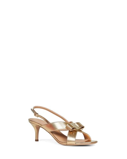 Ferragamo Laminated Nappa Leather Rima Vara Bow Sandals in Natural ...