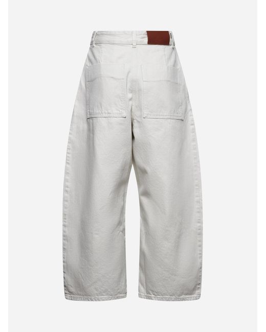 Studio Nicholson Grey Denim Wide And Cropped Chalco Jeans in White | Lyst