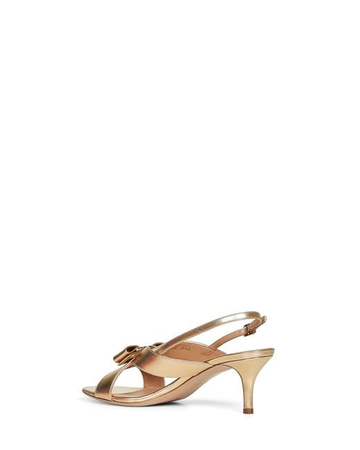Ferragamo Laminated Nappa Leather Rima Vara Bow Sandals in Natural ...