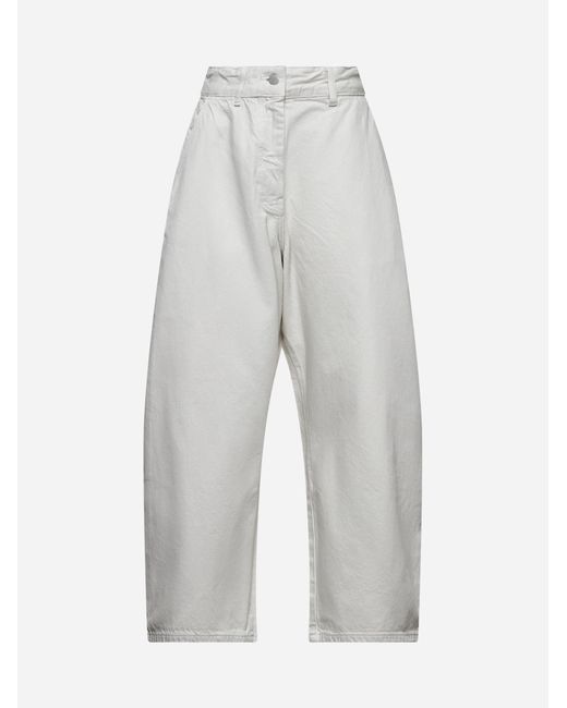 Studio Nicholson Grey Denim Wide And Cropped Chalco Jeans in White | Lyst