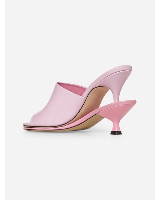 Jacquemus Pink Leather The Double Mules | Lyst