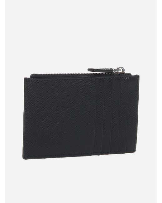 Prada Saffiano Leather Coin Purse in Black for Men | Lyst UK