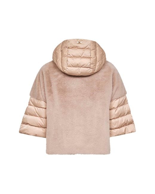 Herno Satin And Lady Alternative Fur Cape in Natural | Lyst UK