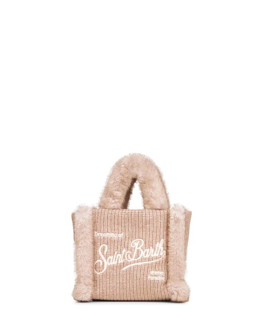 Mc2 Saint Barth Vanity Mini Shearling Rib Handbag in Pink | Lyst UK