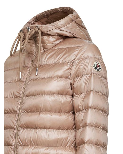 Moncler Jasmin Hooded Short Down Jacket in Natural | Lyst UK