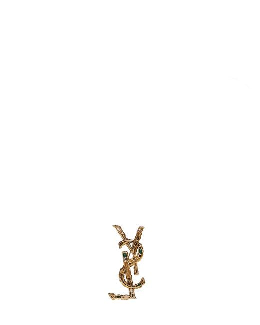 Saint Laurent Brooch Cassandre in White | Lyst UK