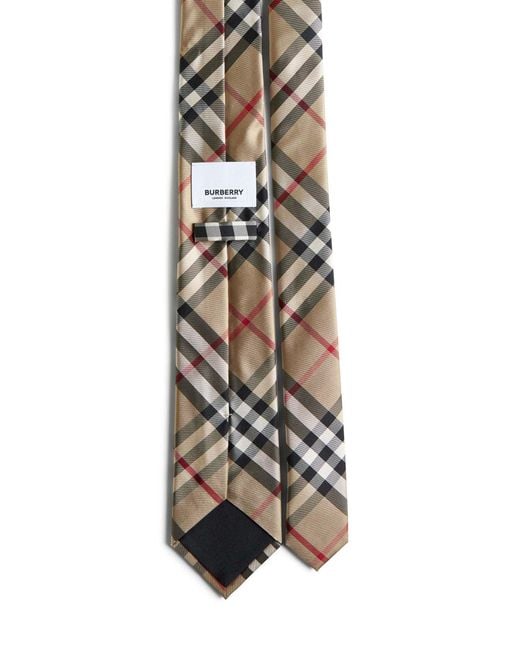 Burberry Check Silk Tie in White for Men | Lyst UK