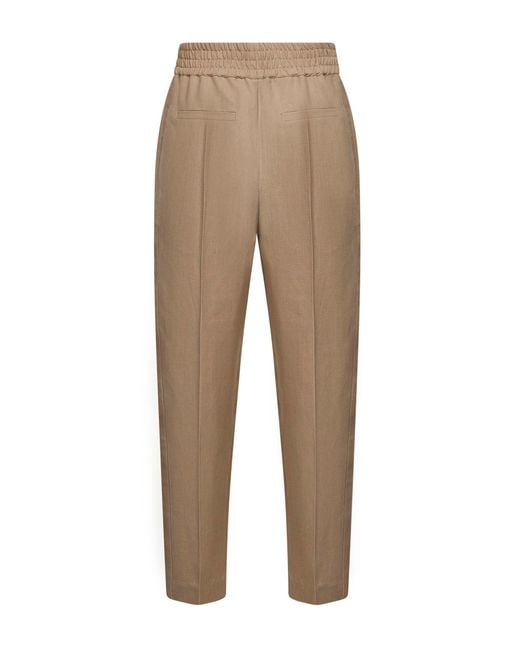 Brunello Cucinelli Light Baggy Pull-Up Trousers in Natural | Lyst UK