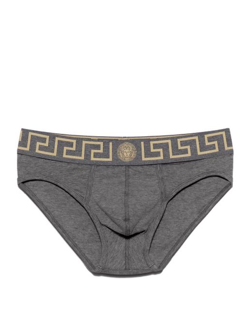 Versace Briefs With Greek Logo in Gray for Men | Lyst