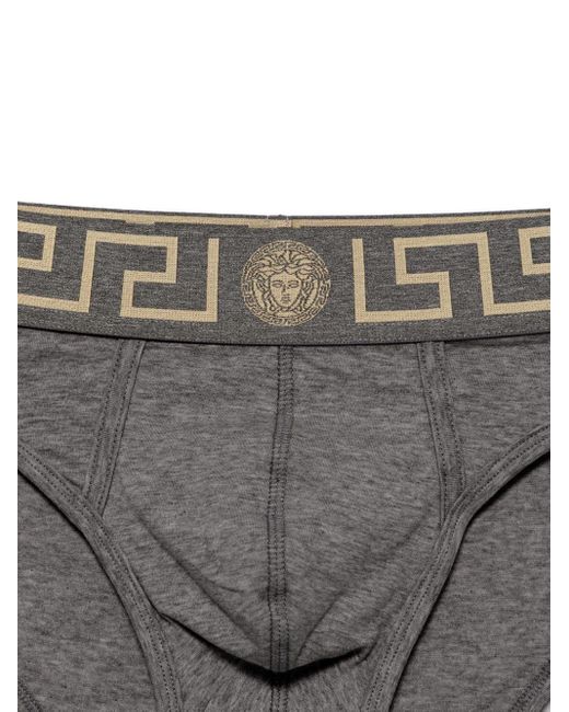Versace Briefs With Greek Logo in Gray for Men | Lyst