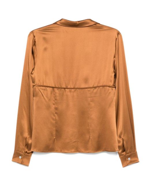 Versace Satin Blouse in Brown | Lyst