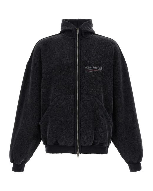 Balenciaga Inside-Out Zip-Up Hoodie in Black for Men | Lyst