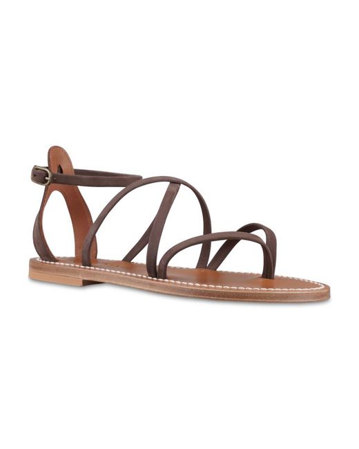 K. Jacques Leather Ankle-strap Sandals in Brown | Lyst