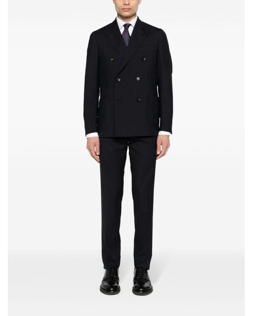 Lardini Double-Breasted Wool Suit in Black for Men | Lyst