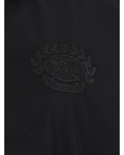 Burberry Logo Embroidery Shirt in Black for Men | Lyst