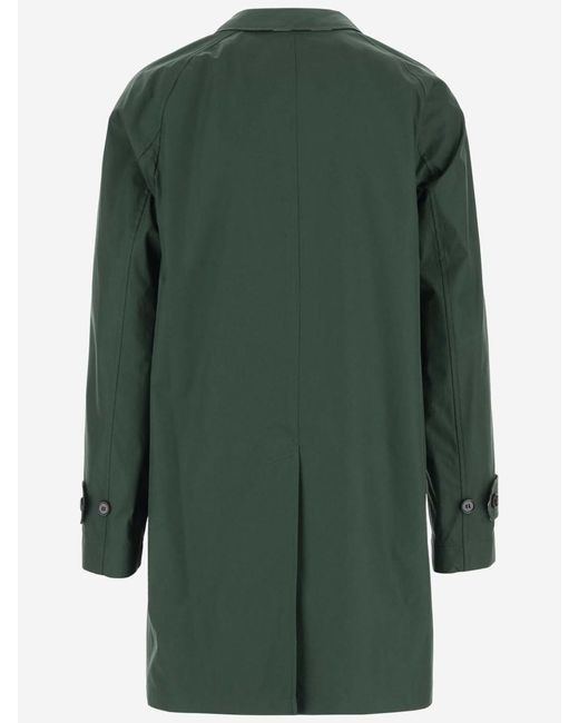 Burberry Cotton Gabardine Coat With Check Pattern in Green for Men | Lyst