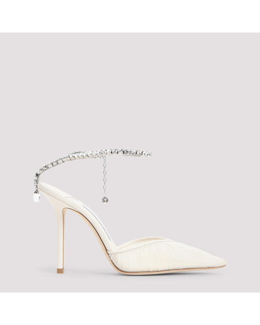 Jimmy Choo Crystal Leather Pumps in White | Lyst