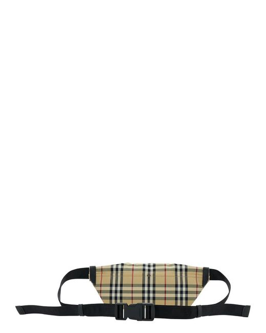 Burberry Polyamide Stevie Checked Belt Bag in White for Men | Lyst