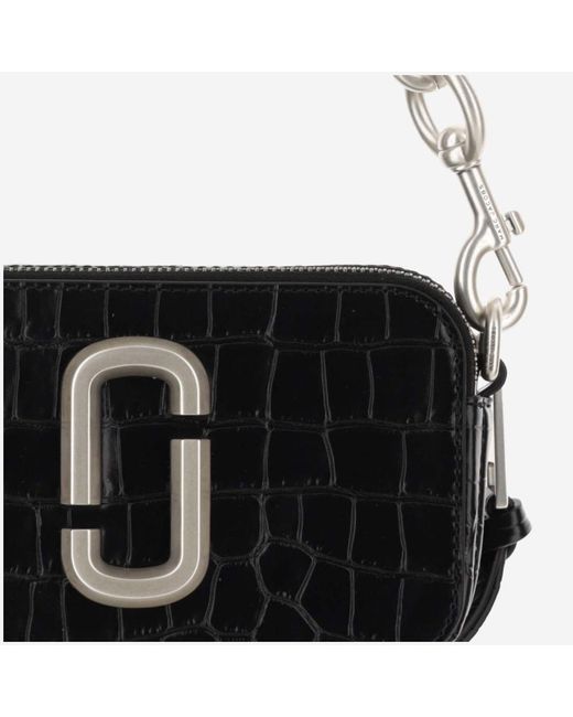 Marc Jacobs Croc-Embossed Leather Snapshot Crossbody Bag in Black | Lyst