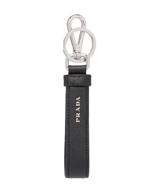 Prada Triangle-Logo Key Holder in White for Men | Lyst