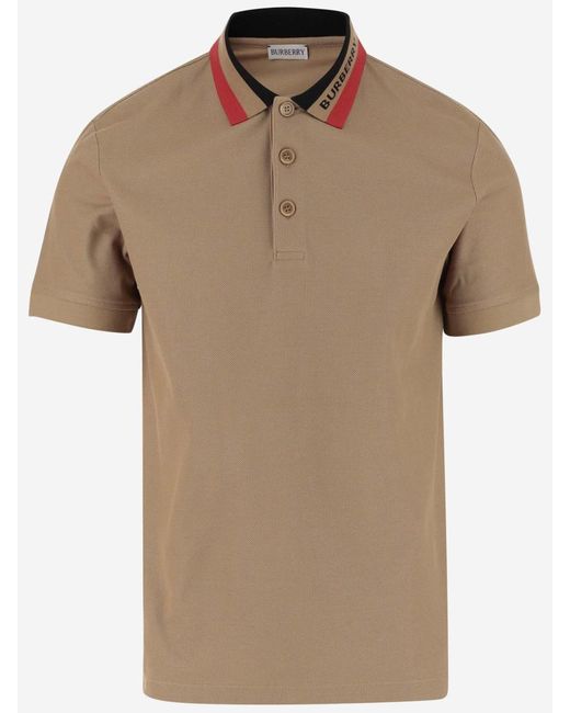 Burberry Logo Collar Polo in Brown for Men | Lyst